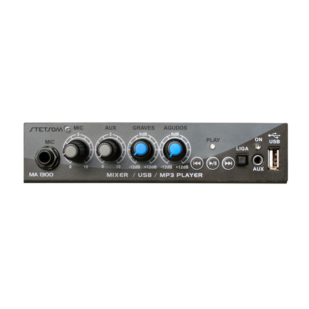 Mixer MA-1300 para Propaganda com entrada P2 e USB para Pen Drive Mp3 ...
